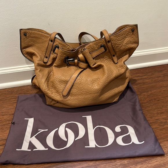Kooba | Bags | Kooba Eva Pebbled Leather Tote Bag Shoulder Bag Tan ...